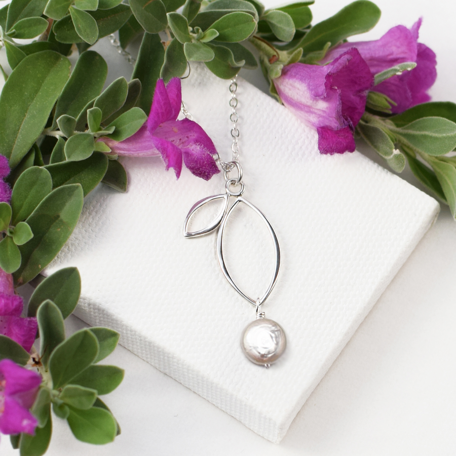 Ella Small Sprout Necklace with Gemstone - Handmade Sterling Silver ...