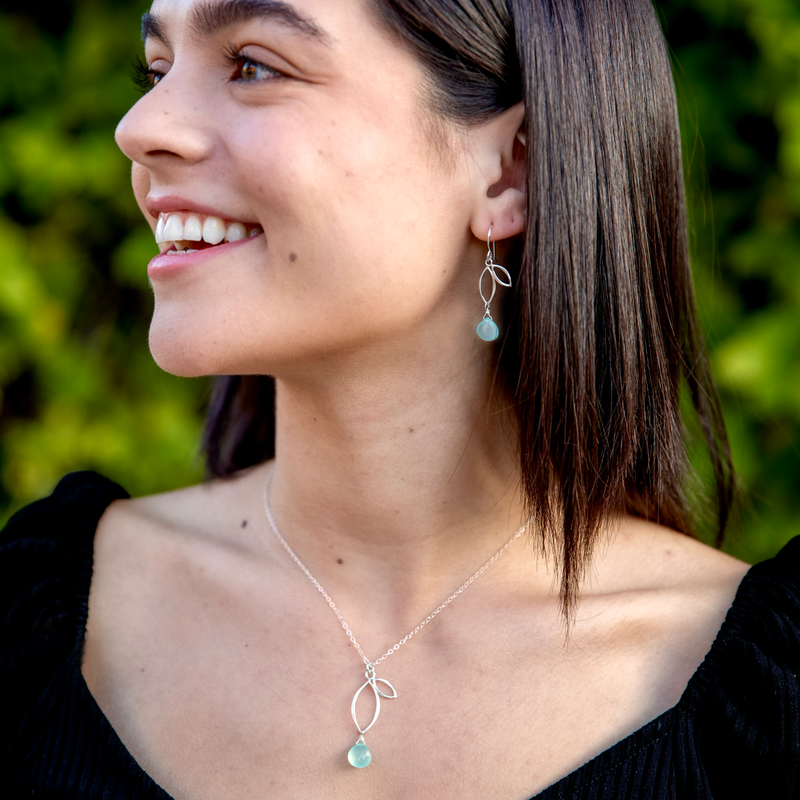 Ella Small Sprout Necklace with Gemstone - Handmade Sterling Silver ...