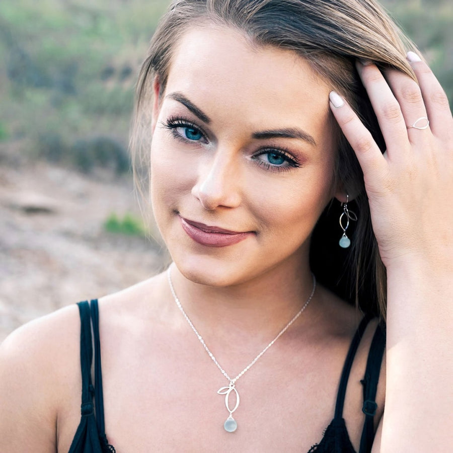 Ella Small Sprout Necklace with Gemstone - Handmade Sterling Silver ...